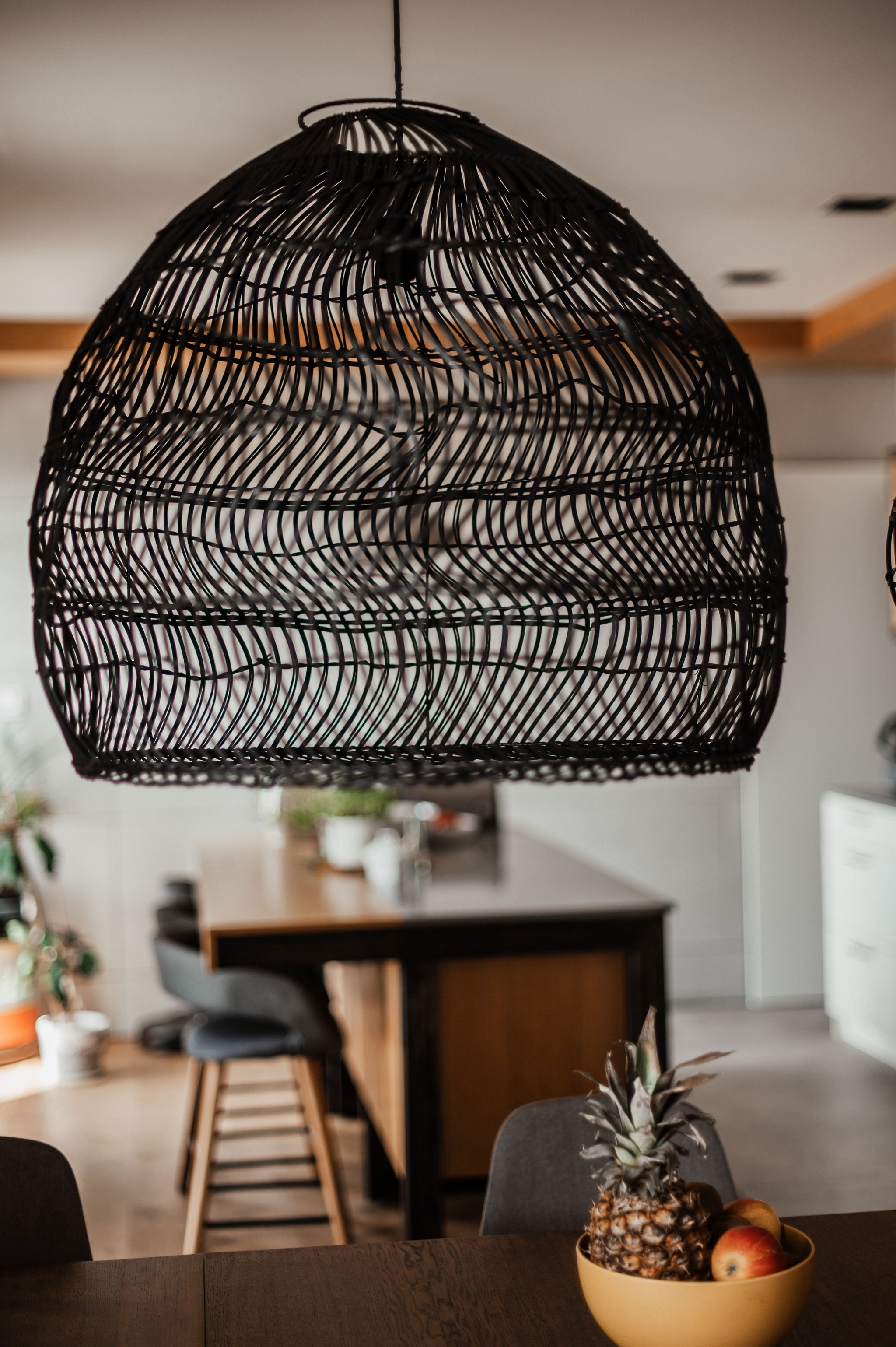 Black Rattan Lamp - Rattan Furniture - Boho Style Lamp | Monnarita